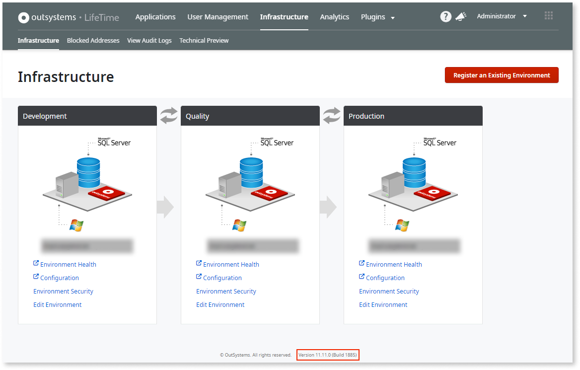 Check what OutSystems version you are using - OutSystems Support