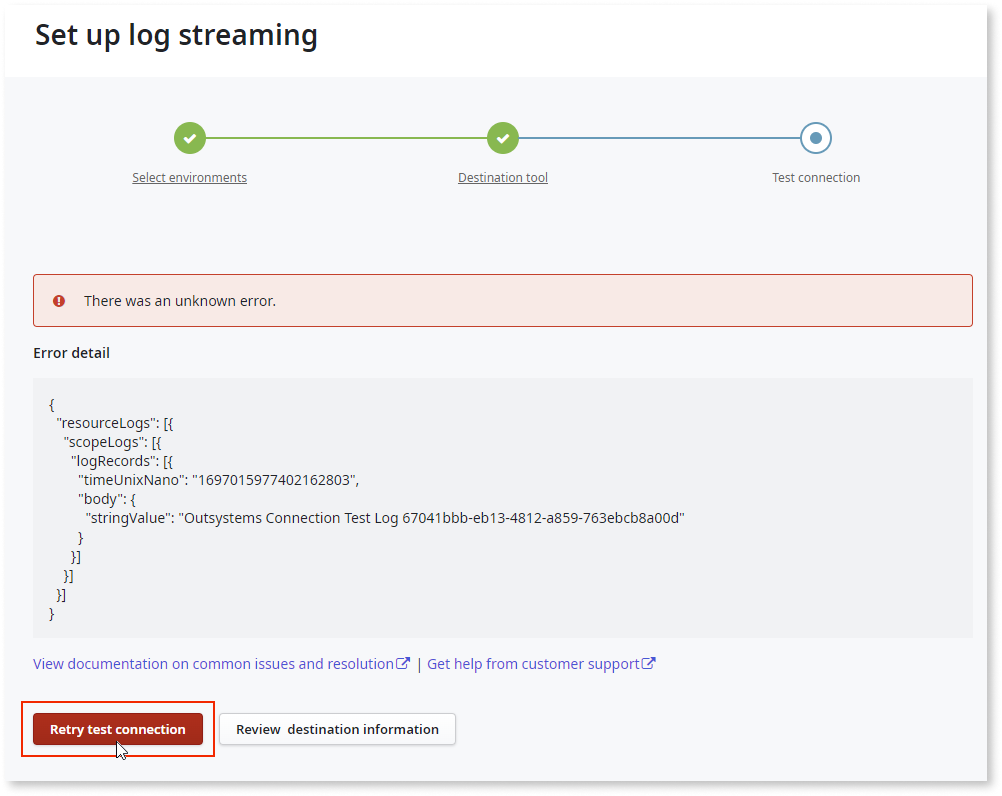 Configuring The Log Streaming Service In Lifetime Outsystems 11 Documentation