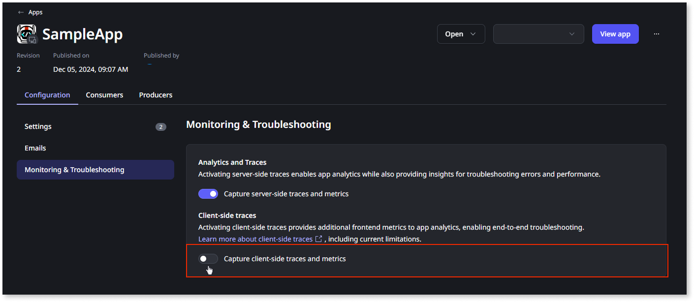 Client-side traces - ODC Documentation