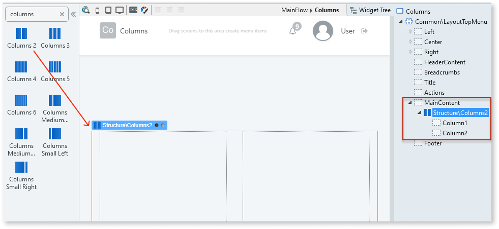 Columns - OutSystems 11 ドキュメンテーション