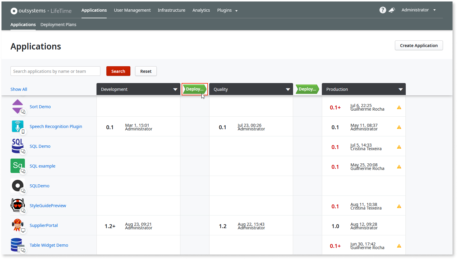 OutSystemsのALM: 構成管理 - OutSystems 11 ドキュメンテーション