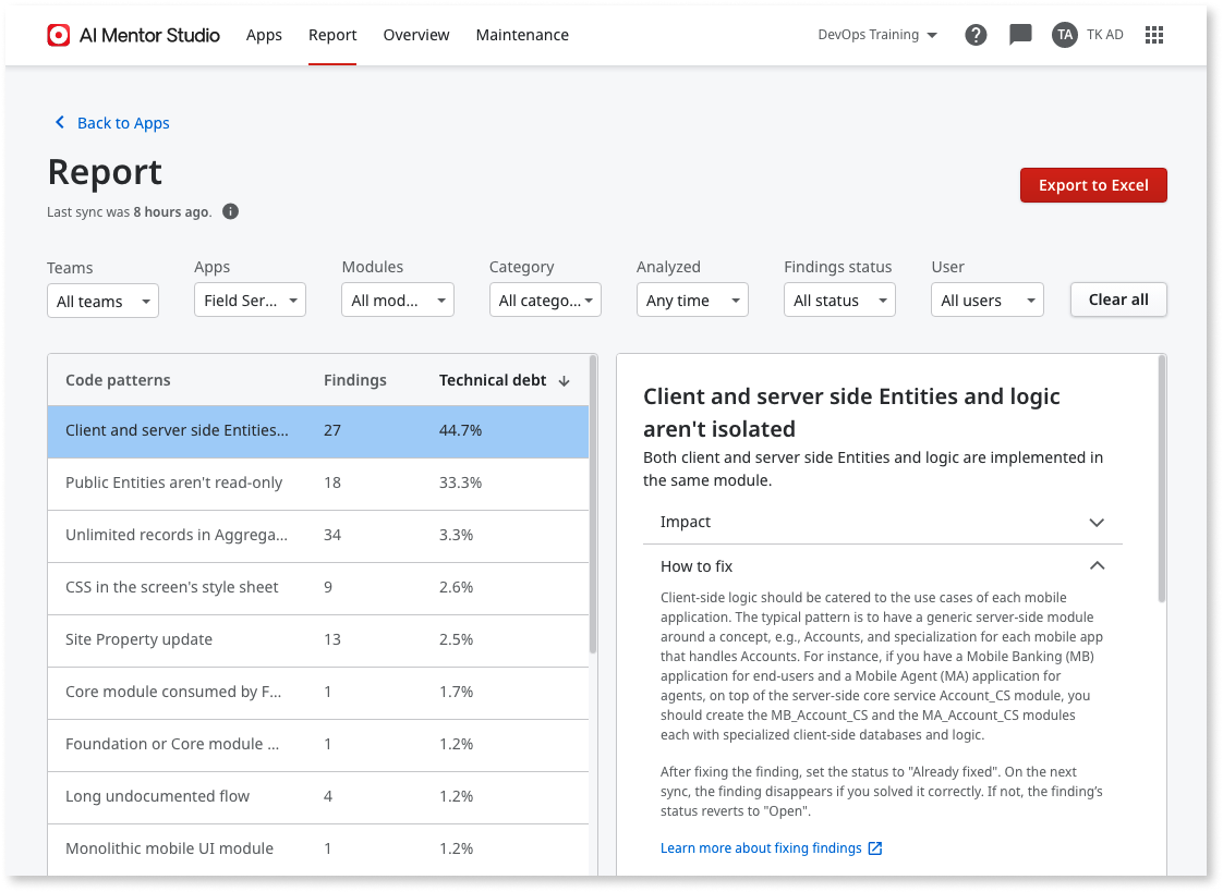 Handling technical debt with OutSystems - OutSystems 11 Documentation