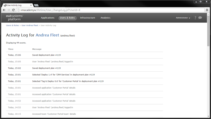 Monitor Usage with Audit Logs - OutSystems 10 Documentation