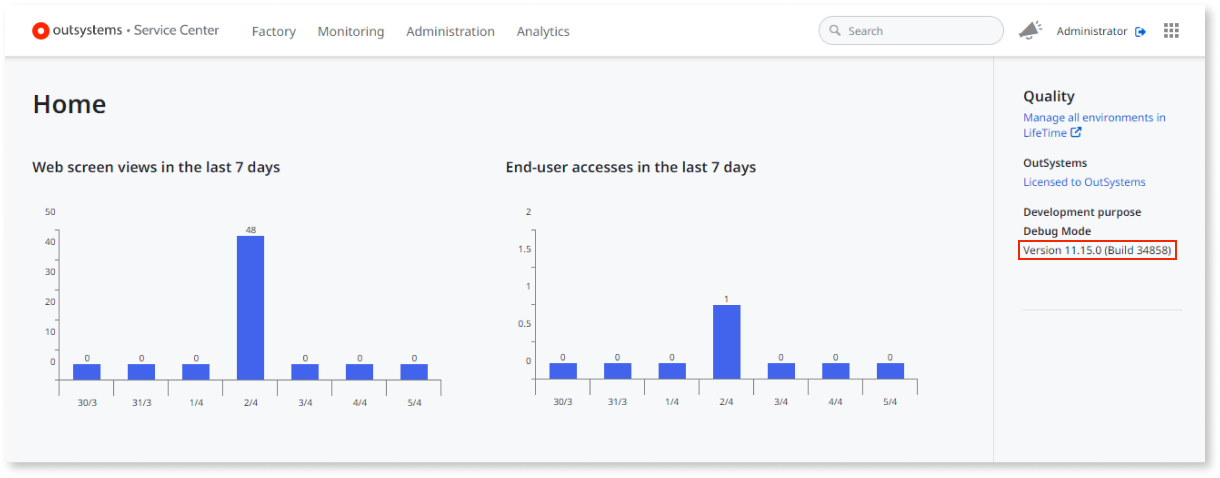 Check what OutSystems version you are using - OutSystems Support