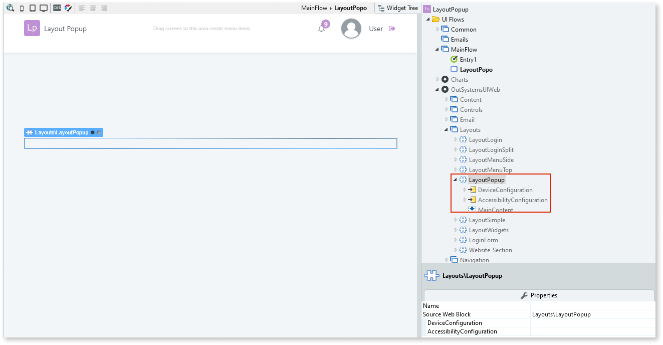 Layout Popup - OutSystems 11 Documentation