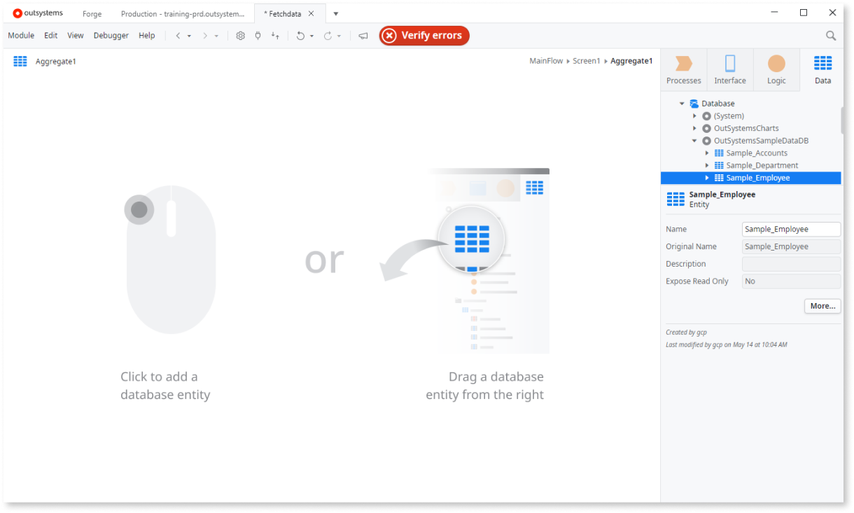 OutSystemsでデータベースからデータを取得して表示する - ODC Documentation