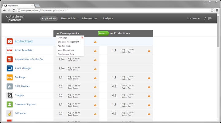 Monitor Environments - OutSystems 10 Documentation