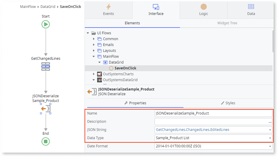 Save changes in OutSystems Data Grid - ODC Documentation