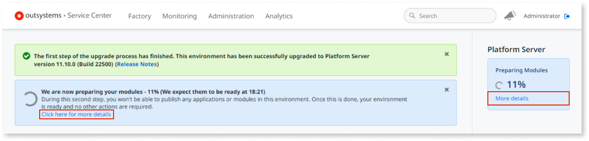 Modules preparation step during Platform Server upgrade - OutSystems 11 ...