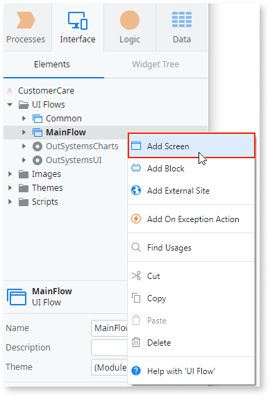 Create screen from scratch - ODC Documentation