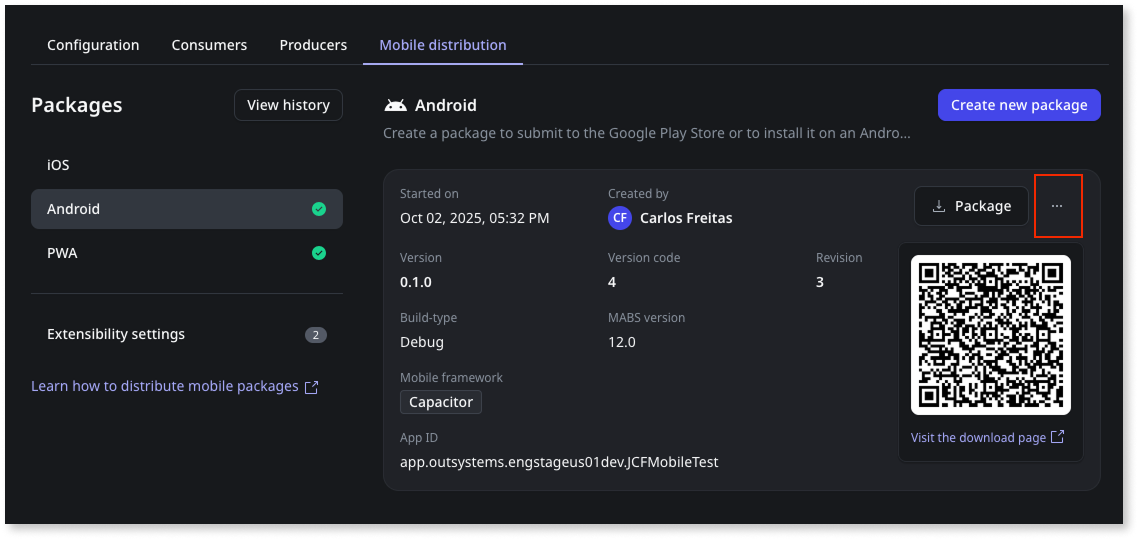 Create mobile app package - ODC Documentation