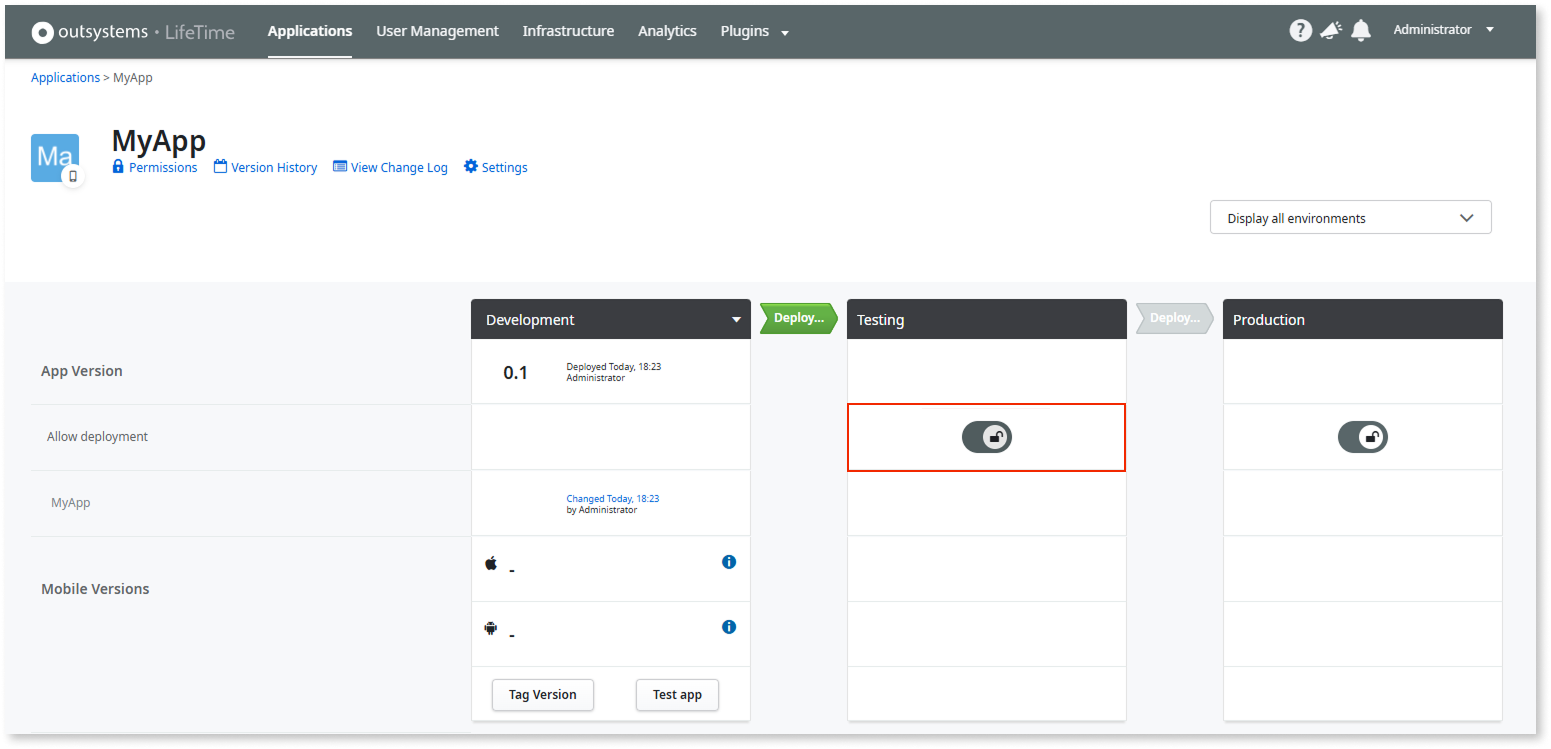 Block an app from deployment - OutSystems 11 Documentation
