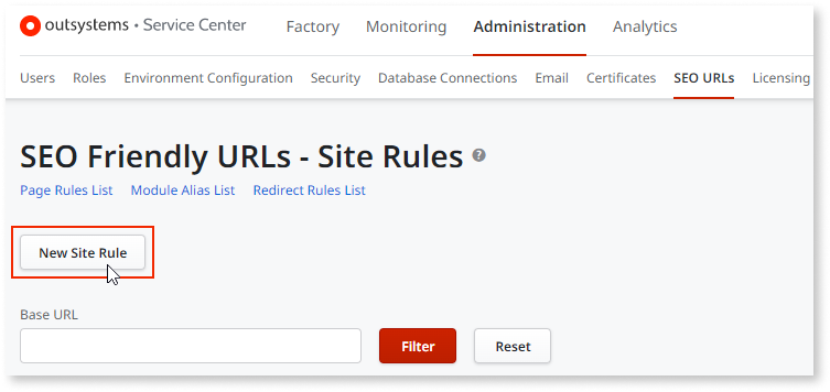 Site rules for SEO-friendly URLs - OutSystems 11 Documentation