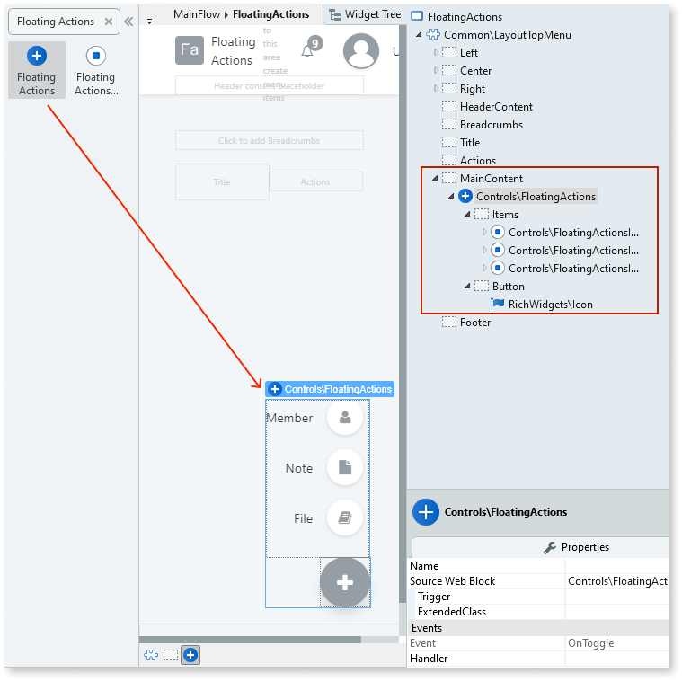 Floating Actions - OutSystems 11 Documentation