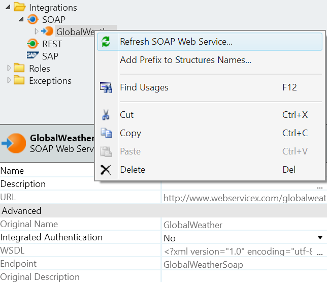 Refresh a SOAP Web Service - OutSystems 10 Documentation