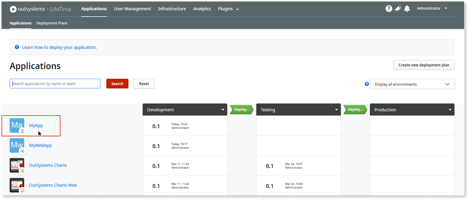Block an app from deployment - OutSystems 11 Documentation