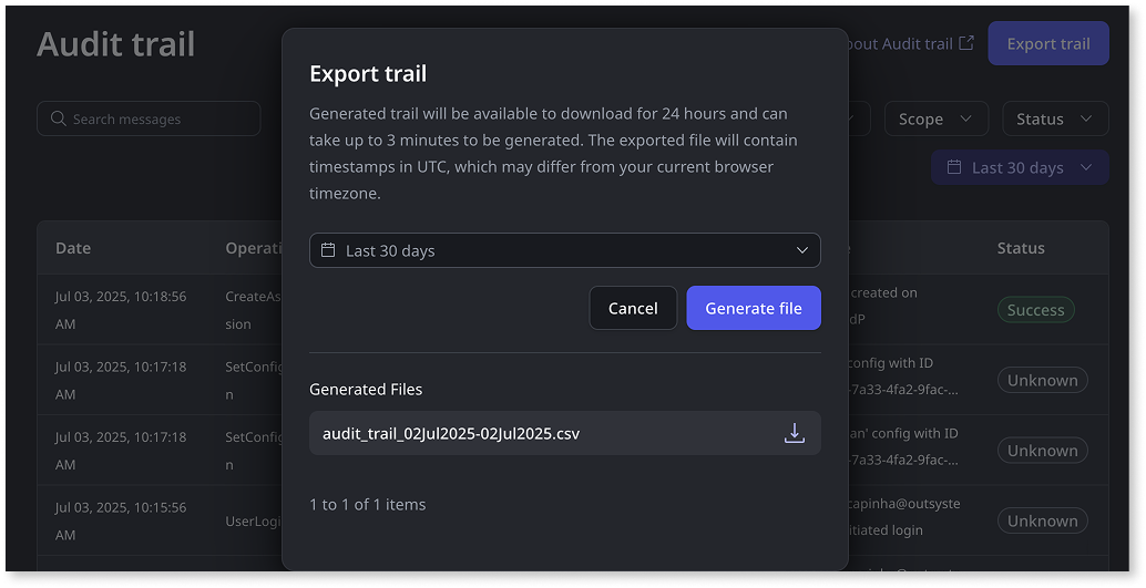 Audit trail - ODC Documentation