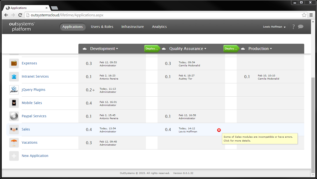 Deploy to an Environment with Applications with Errors - OutSystems 10 Documentation