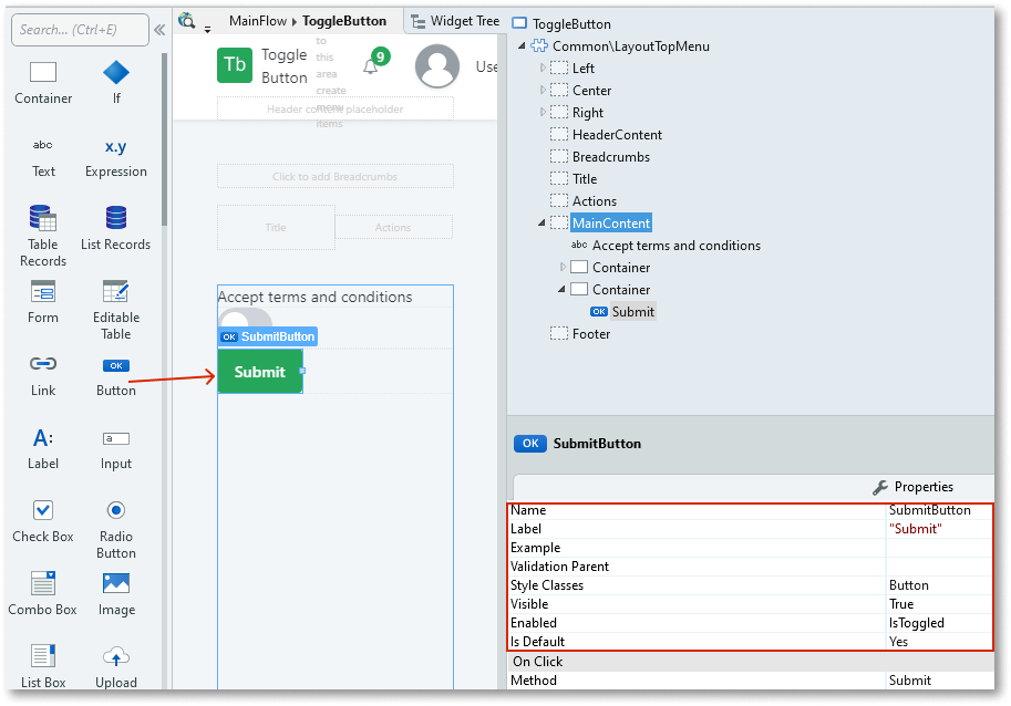 Toggle Button - OutSystems 11 ドキュメンテーション