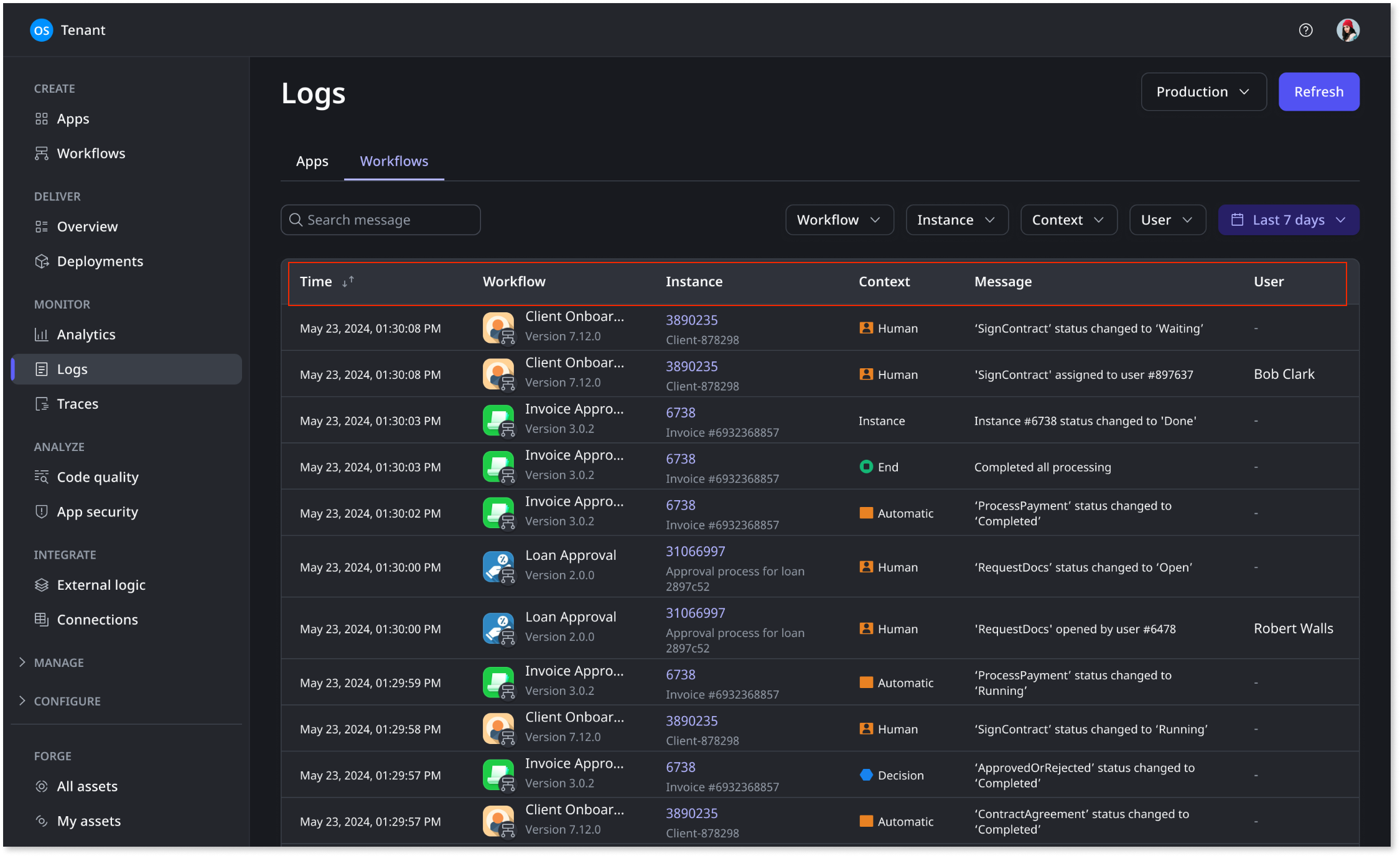 Workflow logs - ODC Documentation