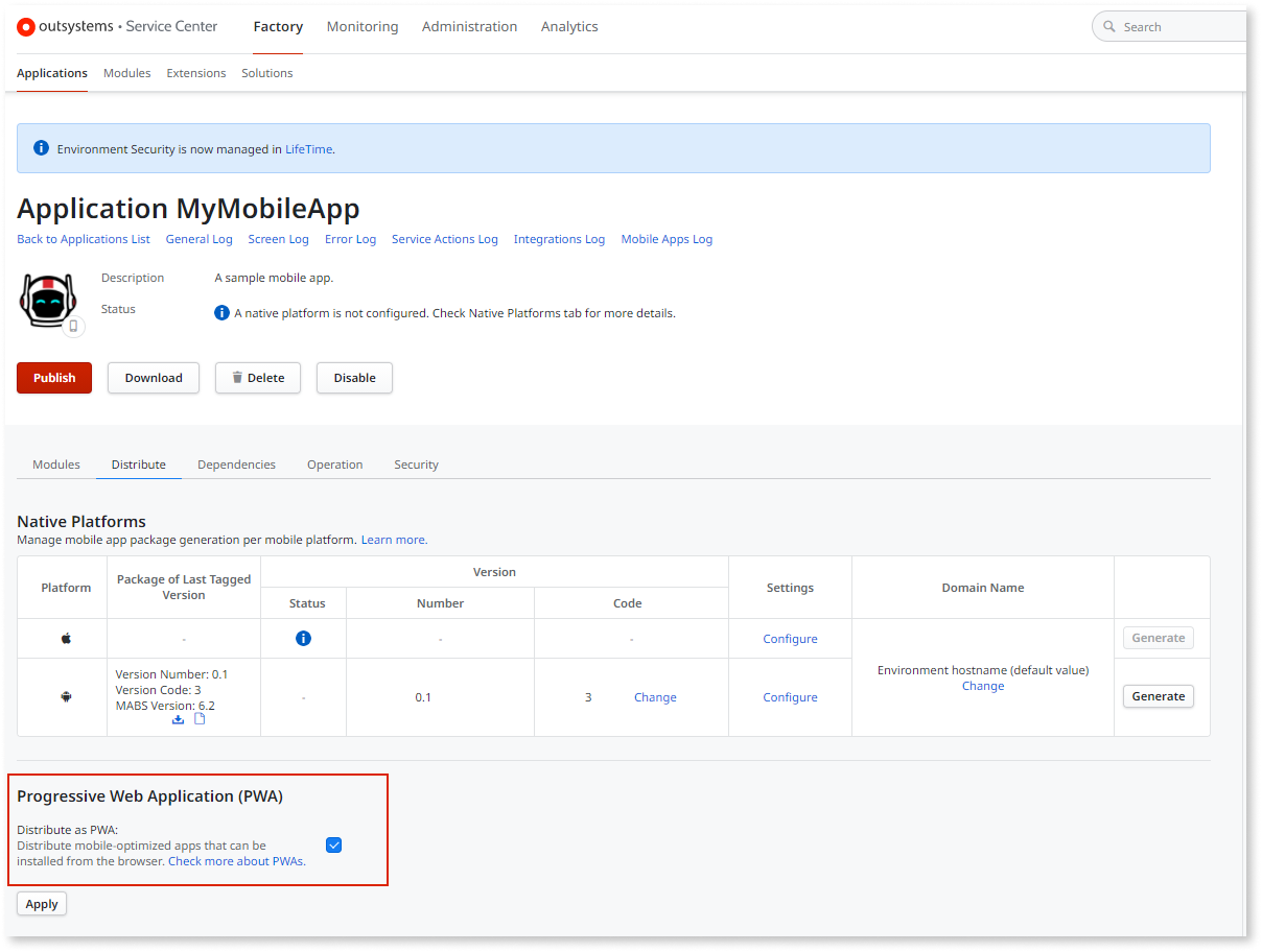 Generate and distribute your mobile app - OutSystems 11 Documentation