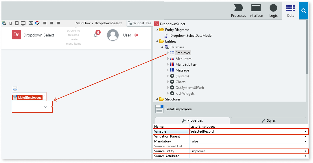 Dropdown Select - OutSystems 11 ドキュメンテーション