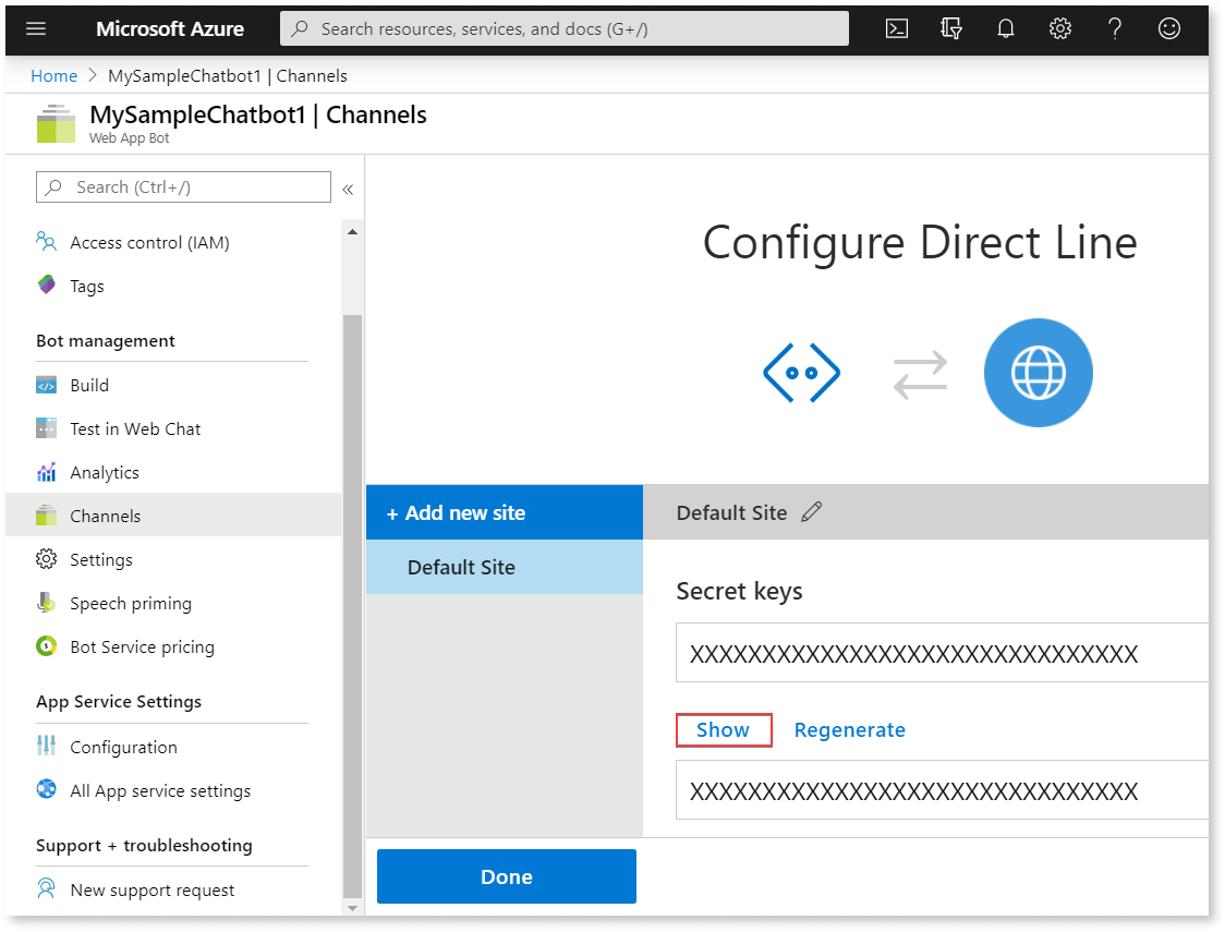Azureでチャットボットリソースを作成する - OutSystems 11 ドキュメンテーション