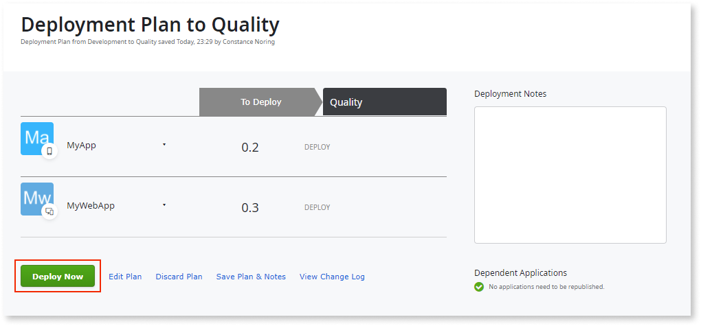 Deploy an Application - OutSystems 11 Documentation