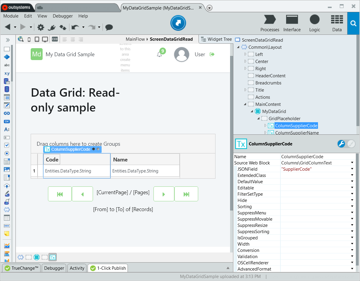 OutSystems Data Grid Webの使用 - OutSystems 11 ドキュメンテーション