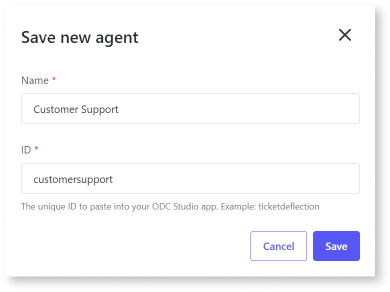 Create an agent - ODC Documentation