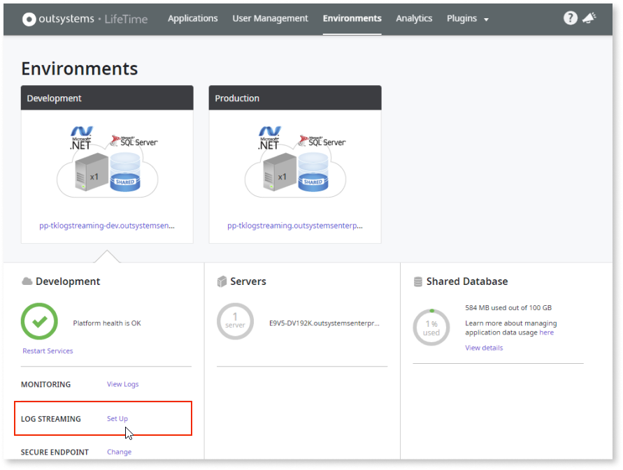 Configuring The Log Streaming Service In Lifetime Outsystems 11 Documentation