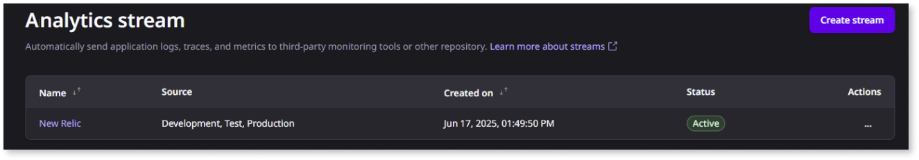 Configure analytics streams in the ODC Portal - ODC Documentation
