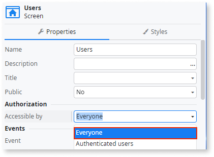 すべてのユーザーが画面にアクセスできるように設定することは避ける - ODC Documentation