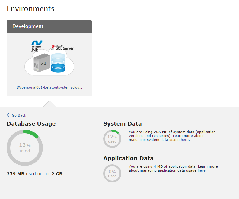 Manage the database space of your personal environment - OutSystems Support