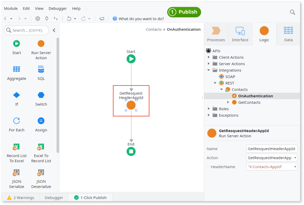公開しているREST APIにカスタム認証を追加する - OutSystems 11 ドキュメンテーション