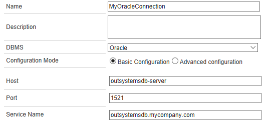 Configuring Oracle database in the OutSystems platform - OutSystems Support