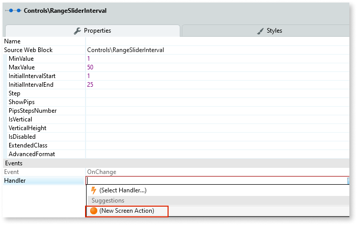 Range Slider Interval - OutSystems 11 ドキュメンテーション