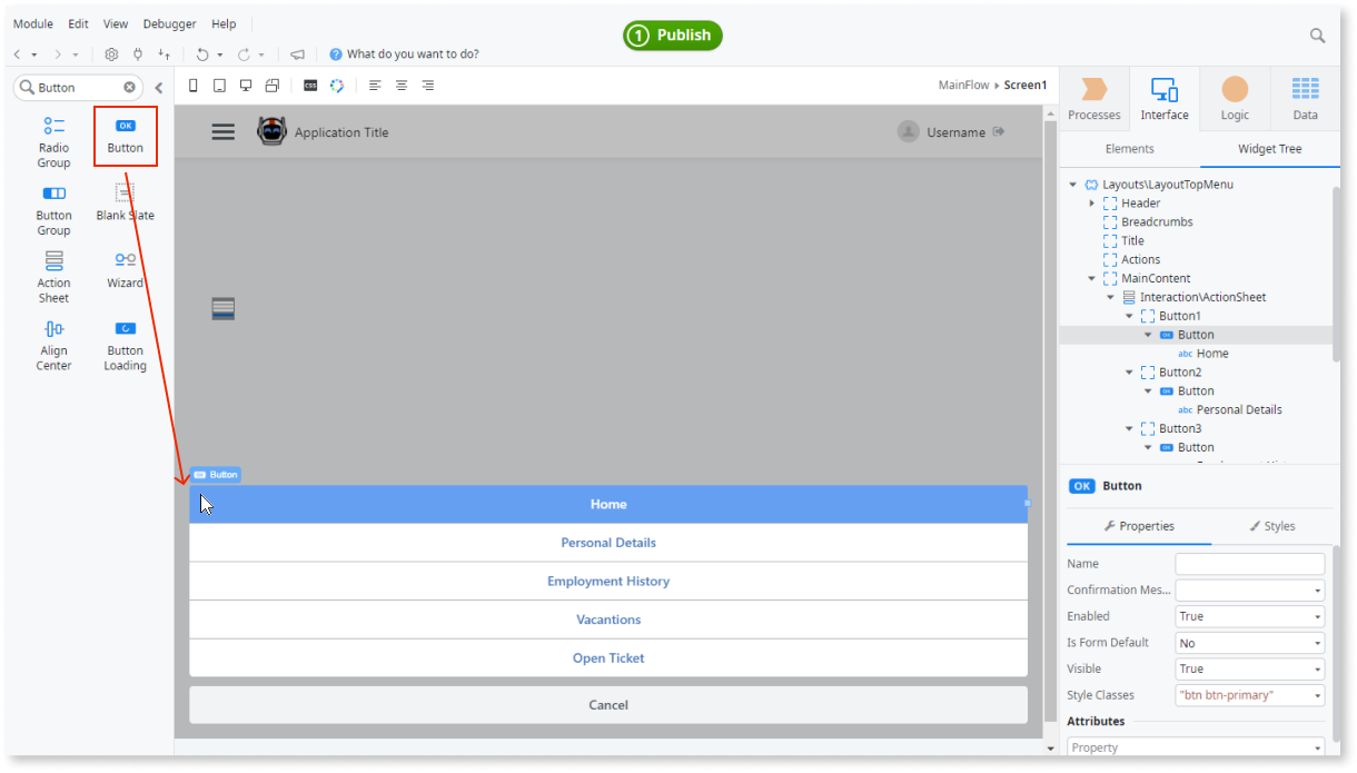 Action Sheet - OutSystems 11 Documentation