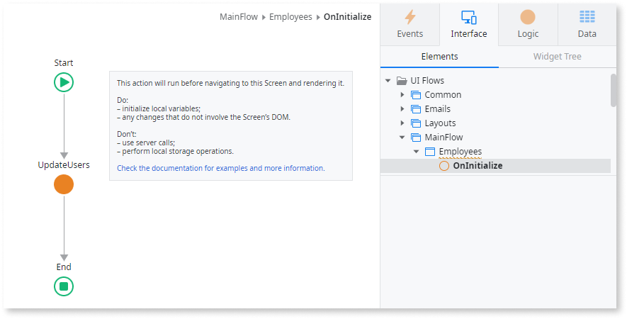 Server requests in client events - ODC Documentation