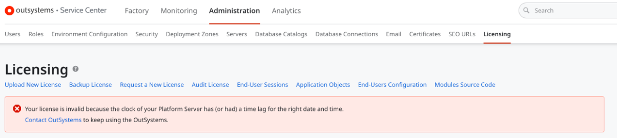 There is a licensing error in the Service Center as follows: Your ...
