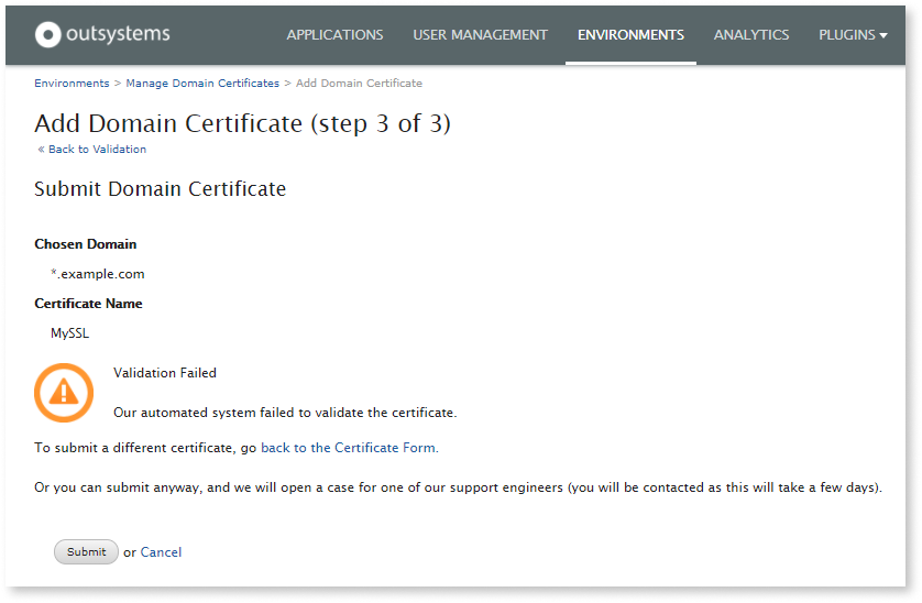 Use your SSL domain in OutSystems Cloud - OutSystems 11 Documentation