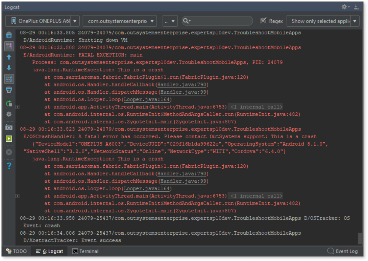 Mobile app troubleshooting and debugging scenarios examples - OutSystems 11 Documentation