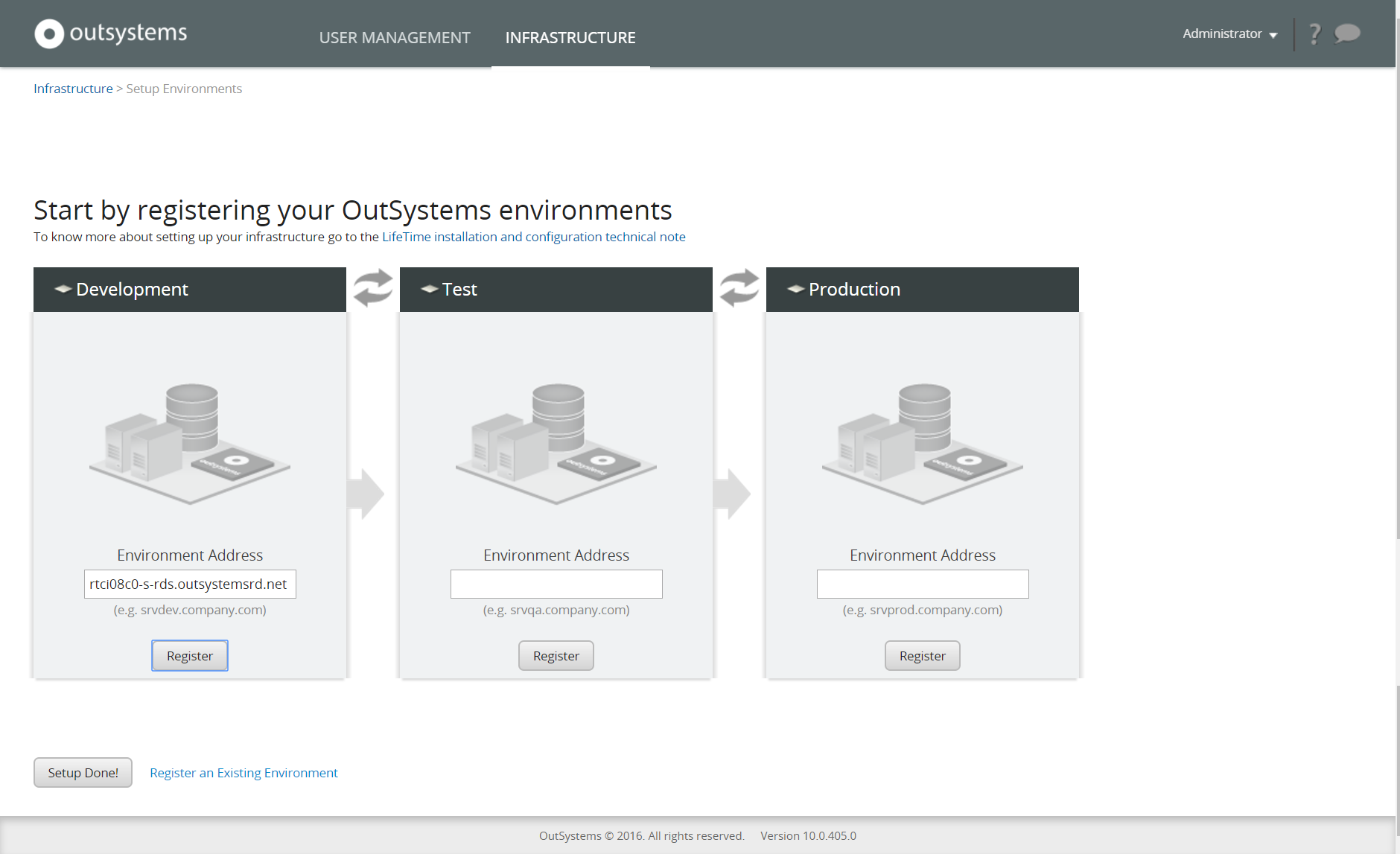 Initial Setup of an Infrastructure - OutSystems 10 Documentation