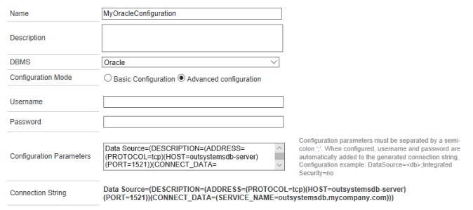 Configuring Oracle database in the OutSystems platform - OutSystems Support