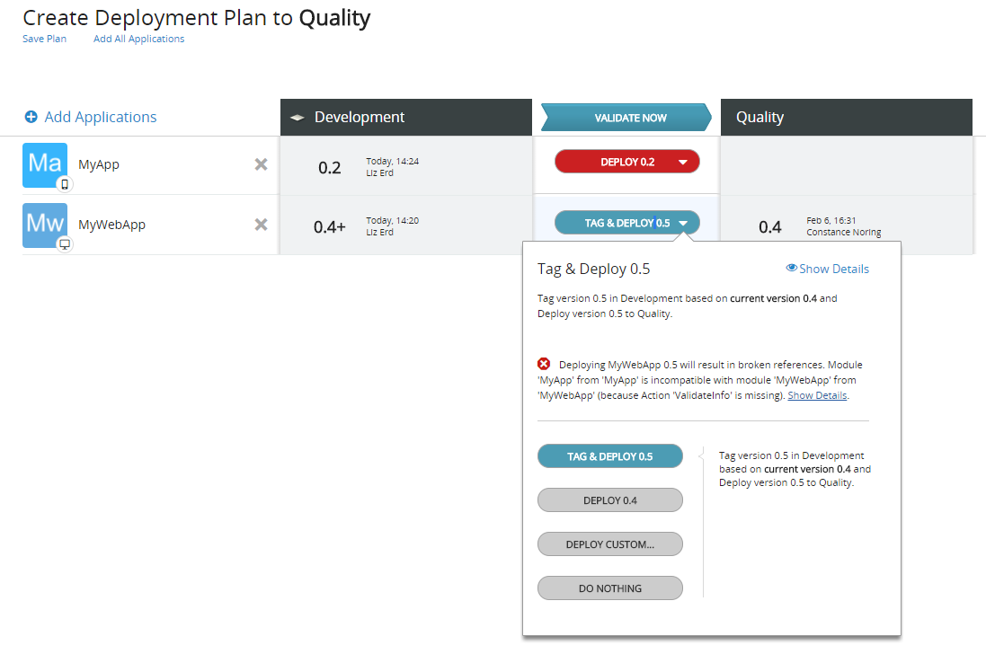 Deploy an application with dependencies - OutSystems 11 Documentation