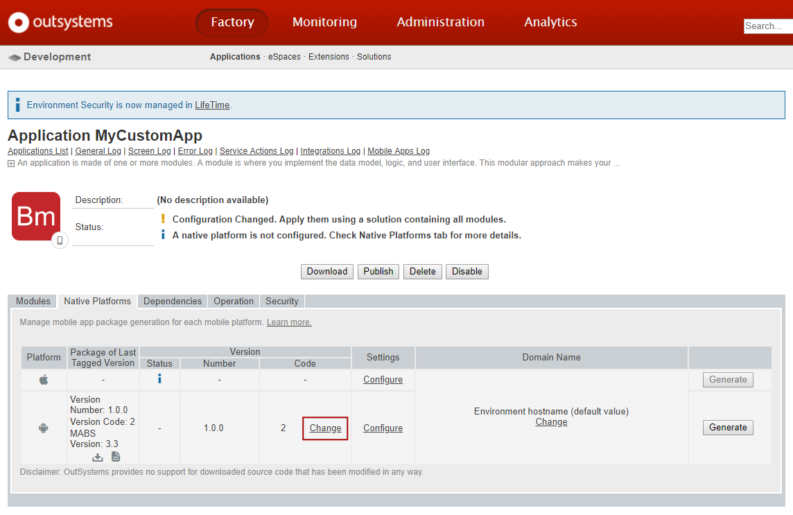 Generate and Distribute Your Mobile App - OutSystems 10 Documentation