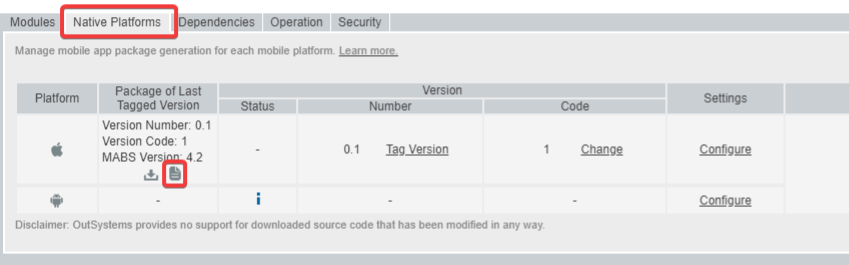 Mobile app generation logs - OutSystems Support
