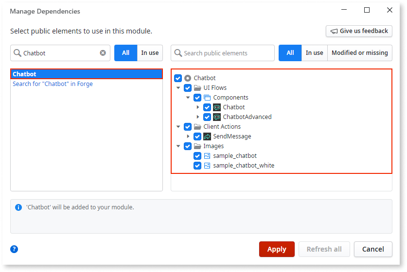 Add a chatbot UI block to your app - OutSystems 11 Documentation