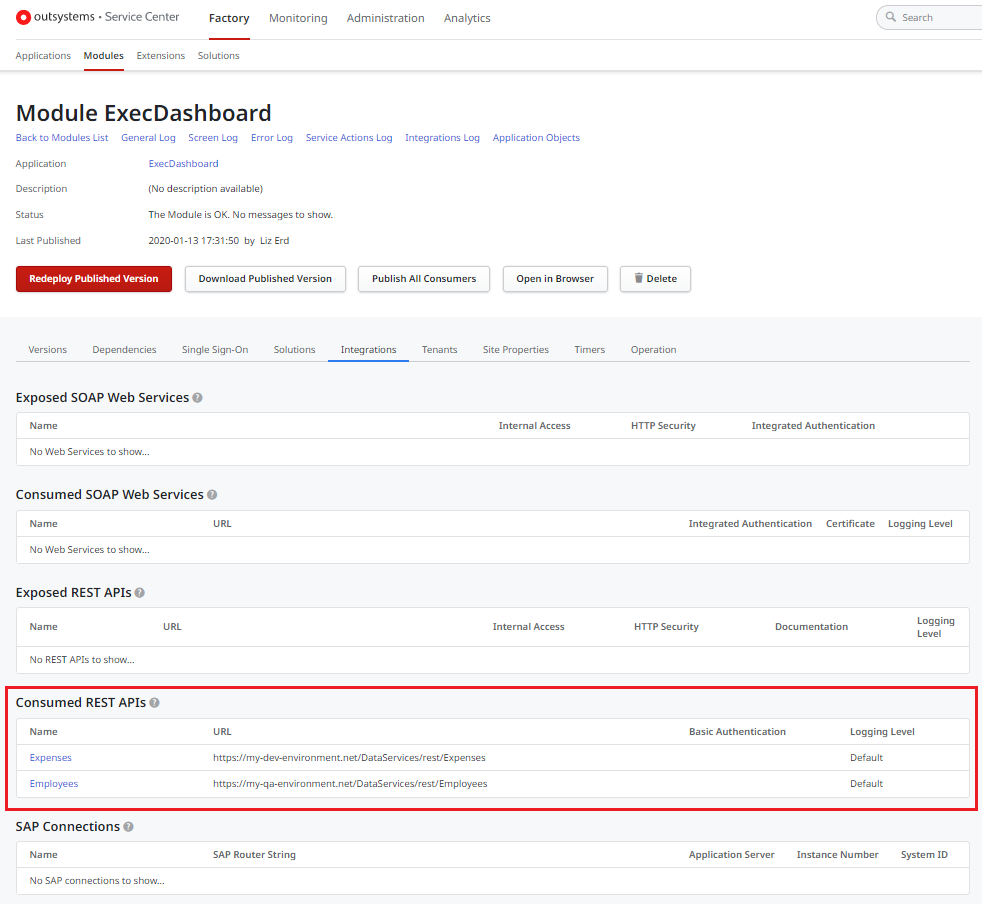 デプロイ後にアプリケーション設定を構成する - OutSystems 11 ドキュメンテーション