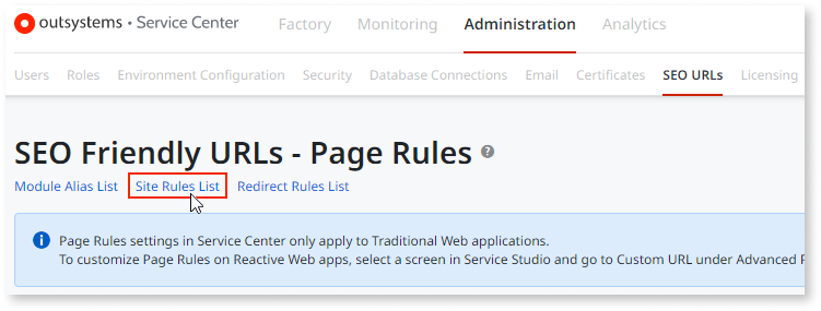 Site rules for SEO-friendly URLs - OutSystems 11 Documentation